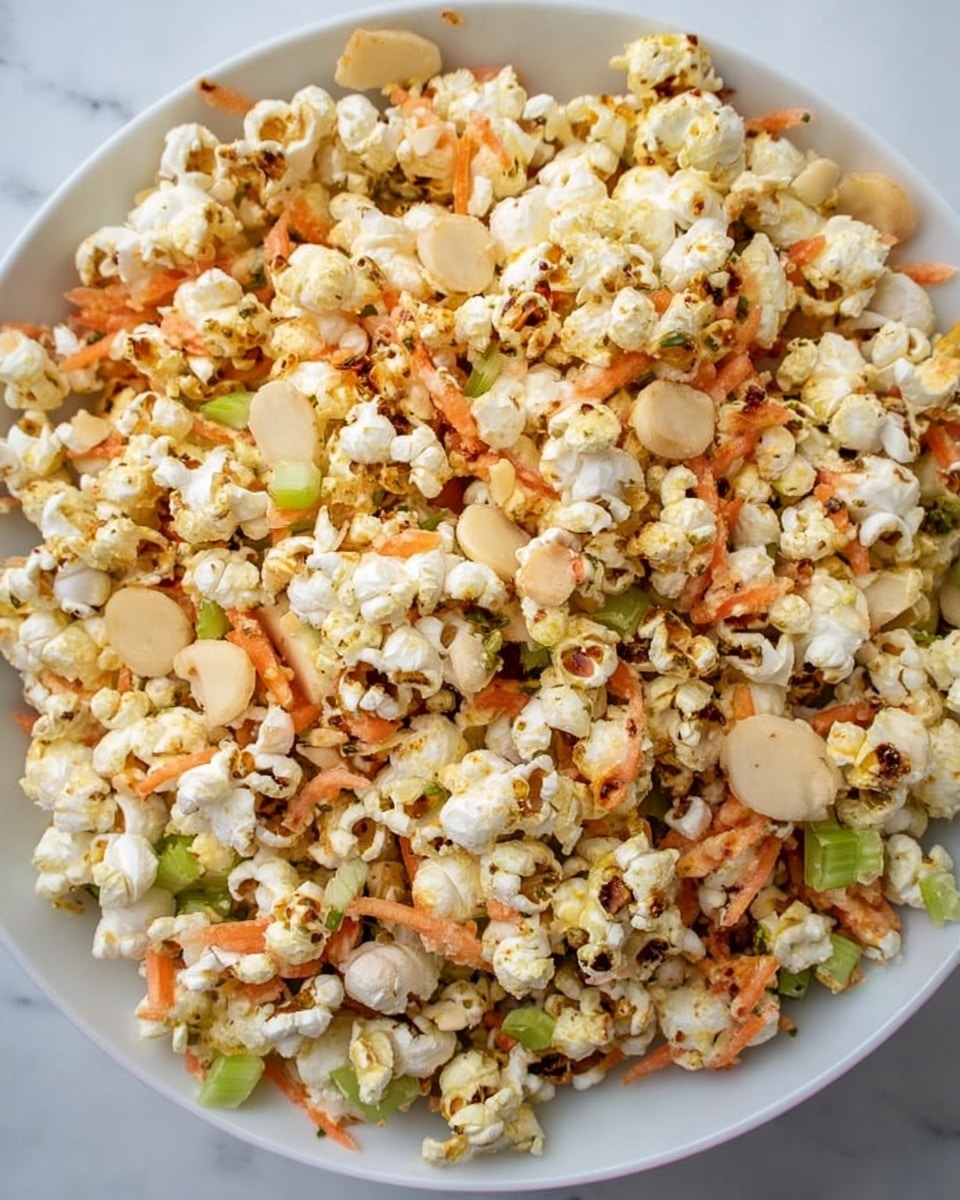 Popcorn Salad with Bacon, Cheddar & Fresh Vegetables - Irresistible & Easy