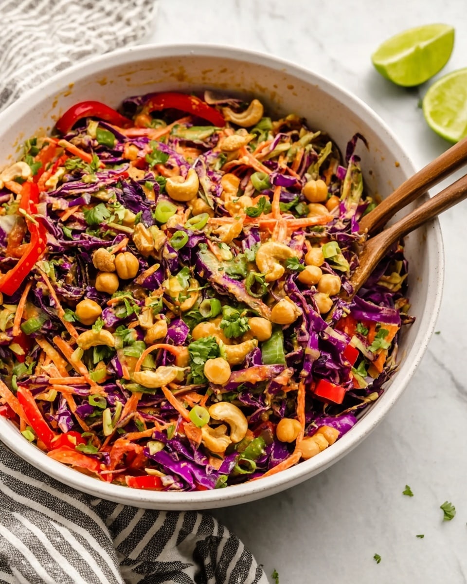 Chopped Thai-Inspired Chickpea Salad with Curry Peanut Dressing