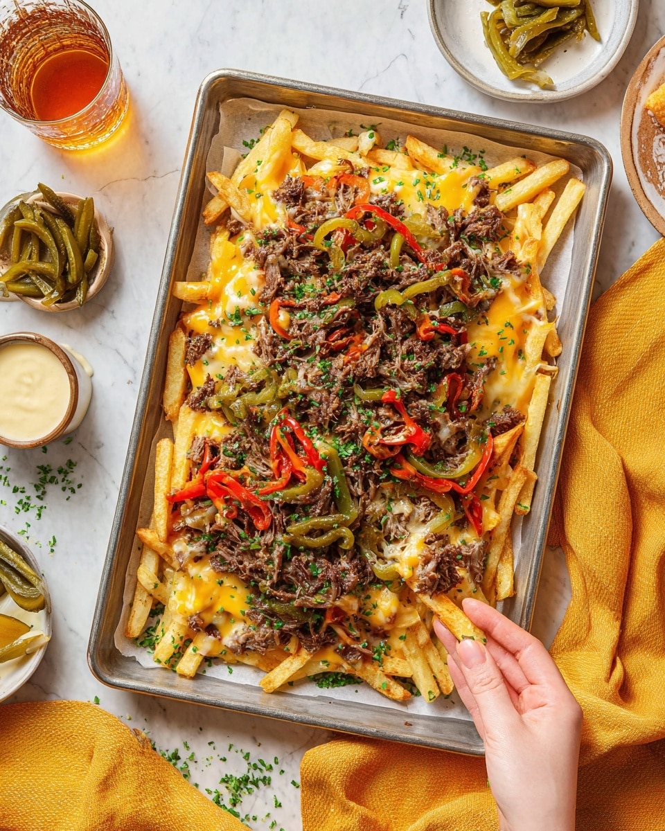 Sheet Pan Philly Cheesesteak Loaded Fries: Easy & Delicious
