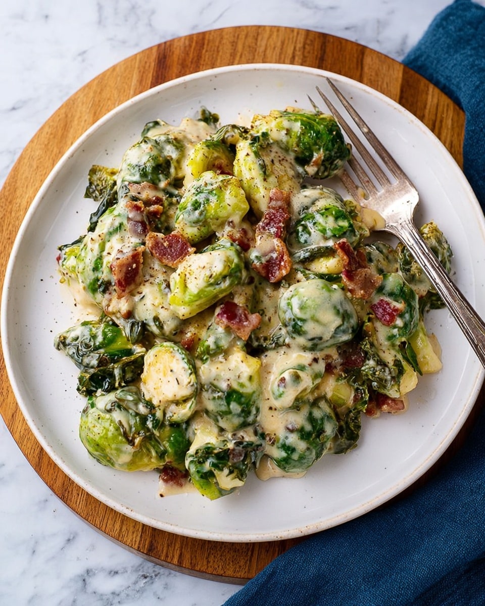 Creamy Brussels Sprouts with Bacon and Parmesan - Irresistible Keto Side