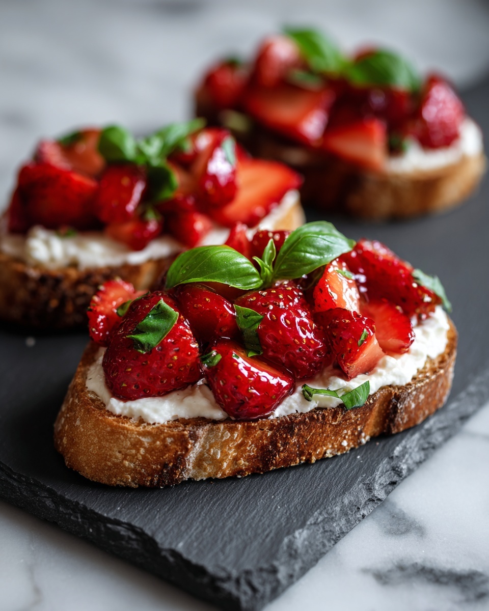Balsamic Roasted Strawberries with Whipped Feta on Sourdough Toasts