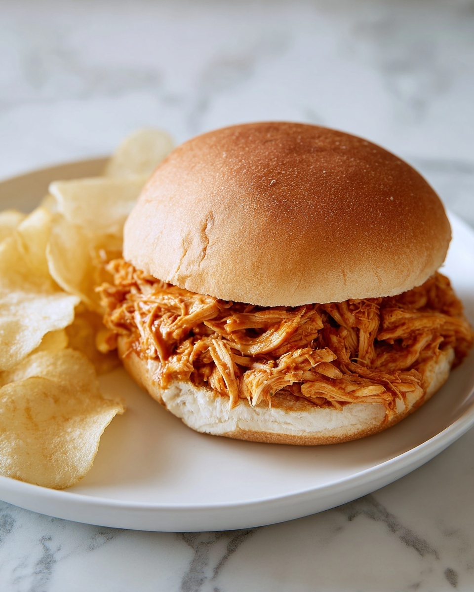 Shredded Buffalo Chicken Sandwich — Easy & Flavorful