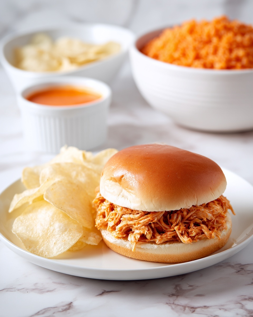 Shredded Buffalo Chicken Sandwich — Easy & Flavorful